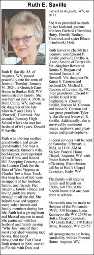 Ruth E. Saville | Obituaries | winchesterstar.com