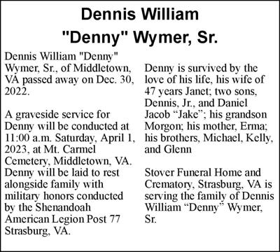 Dennis William "Denny" Wymer, Sr. | Obituaries | winchesterstar.com
