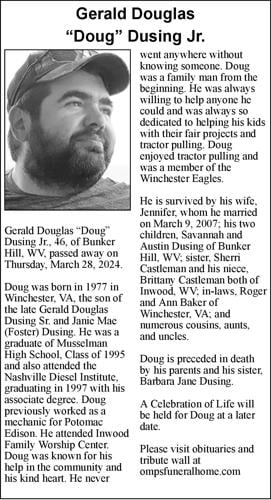 Gerald Douglas “Doug” Dusing Jr. | Obituaries | winchesterstar.com
