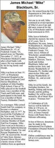 James Michael “Mike” Blackburn, Sr. | Obituaries | winchesterstar.com