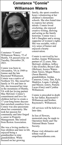 Connie Williamson Waters | Obituaries | winchesterstar.com