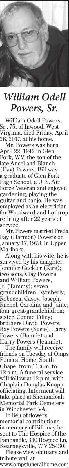 William Odell Powers Sr. | Obituaries | winchesterstar.com