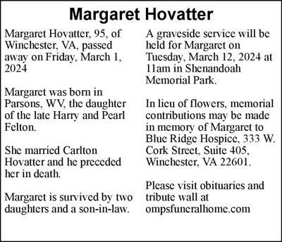 Margaret Hovatter | Obituaries | winchesterstar.com