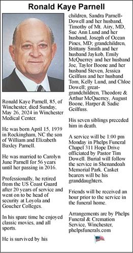 Ronald Kaye Parnell | Obituaries | winchesterstar.com