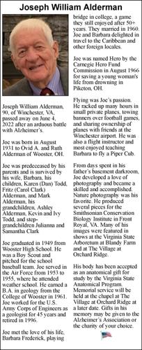 Joseph William Alderman | Obituaries | winchesterstar.com