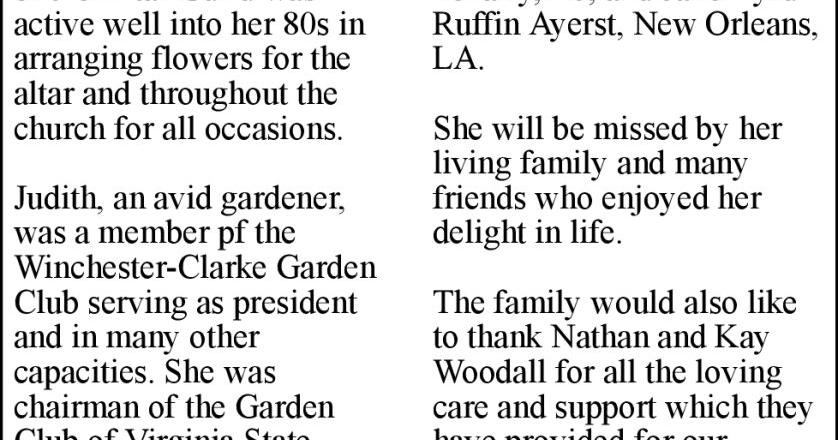 Judith Meade Ruffin Anderson | Obituaries | winchesterstar.com