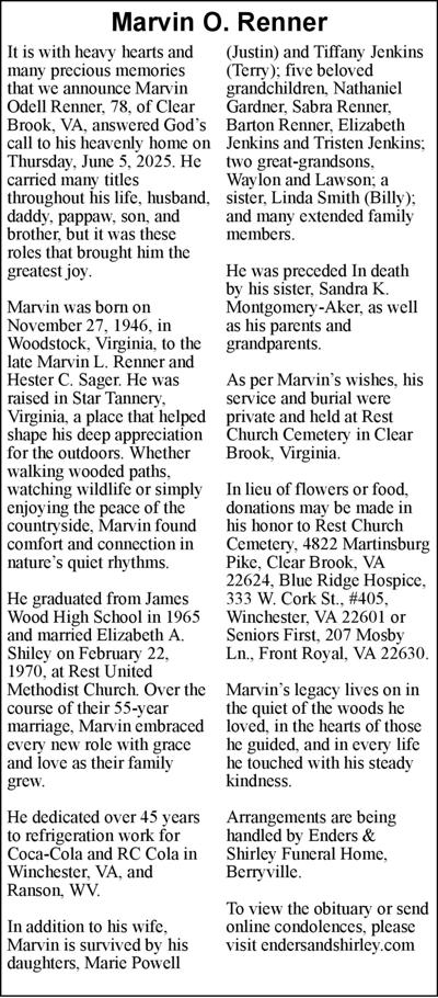Marvin O. Renner | Obituaries | winchesterstar.com