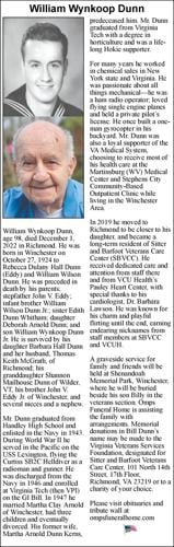 William Wynkoop Dunn | Obituaries | winchesterstar.com