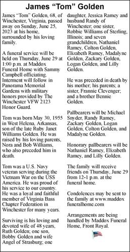 James “Tom” Golden | Obituaries | winchesterstar.com