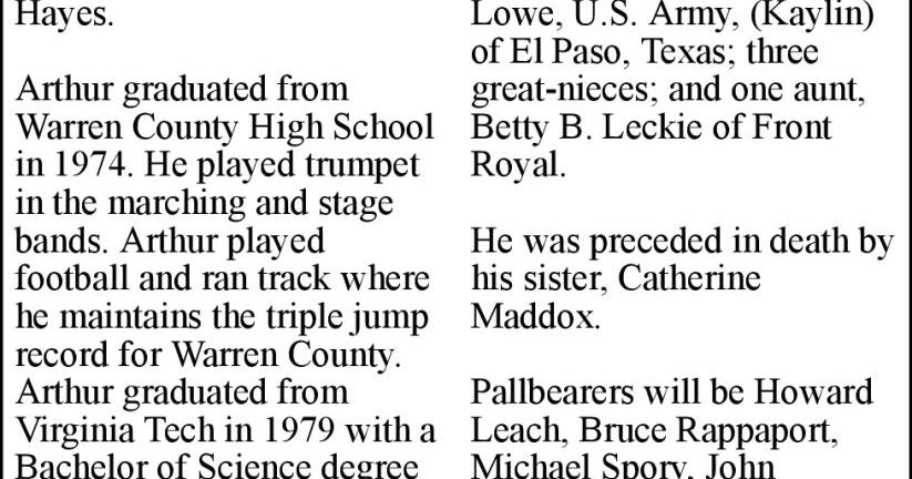 Arthur Raymond Maddox | Obituaries | winchesterstar.com