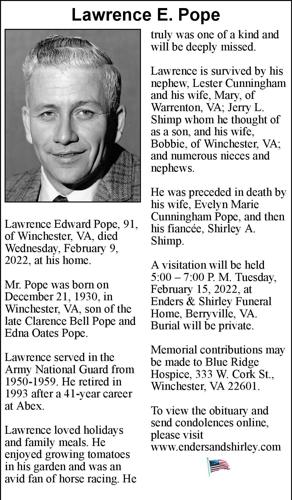 Lawrence E. Pope | Obituaries | winchesterstar.com