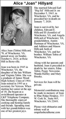 Alice “Joan” Hillyard | Obituaries | winchesterstar.com