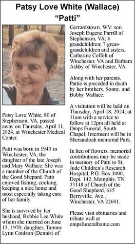 Patsy Love White (Wallace) “Patti” | Obituaries | winchesterstar.com