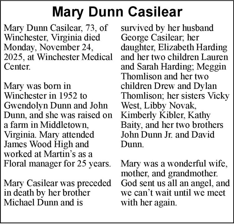 Mary Dunn Casilear | Obituaries | winchesterstar.com