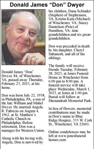 Donald James “Don” Dwyer | Obituaries | winchesterstar.com