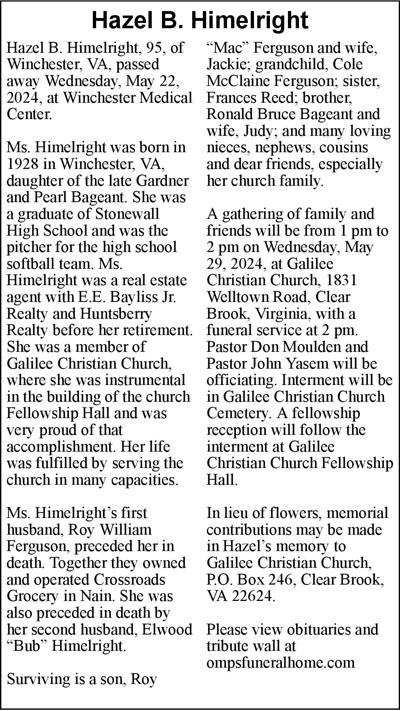 Hazel B. Himelright | Obituaries | winchesterstar.com