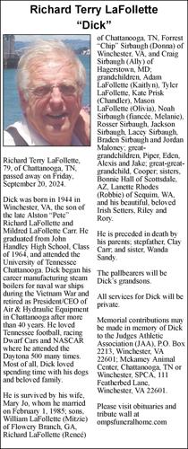Richard Terry LaFollette “Dick” | Obituaries | winchesterstar.com