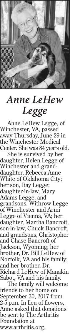 Anne LeHew Legge | Obituaries | winchesterstar.com