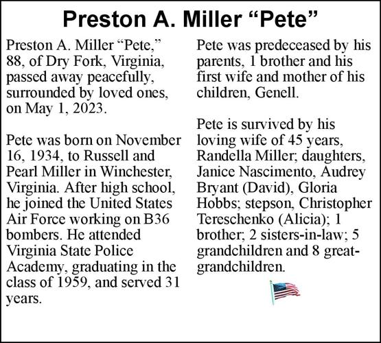Preston A. Miller “Pete” | Obituaries | winchesterstar.com
