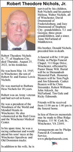 Robert Theodore Nichols, Jr. | Obituaries | winchesterstar.com