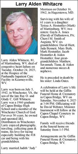 Larry Alden Whitacre | Obituaries | winchesterstar.com