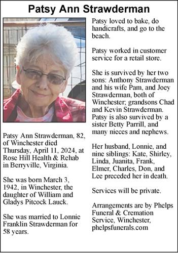 Patsy Ann Strawderman | Obituaries | winchesterstar.com