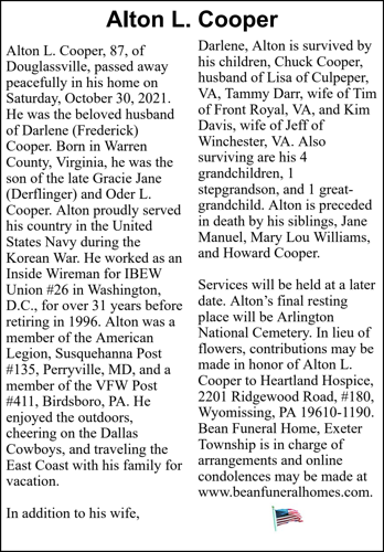 Alton L. Cooper | Obituaries | winchesterstar.com