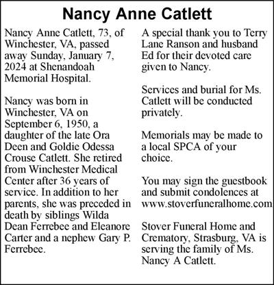 Nancy Anne Catlett | Obituaries | winchesterstar.com