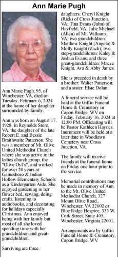 Ann Marie Pugh | Obituaries | winchesterstar.com