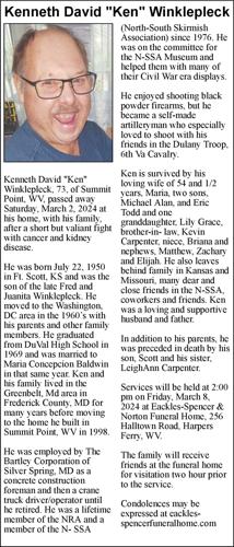 Kenneth David "Ken" Winklepleck | Obituaries | winchesterstar.com