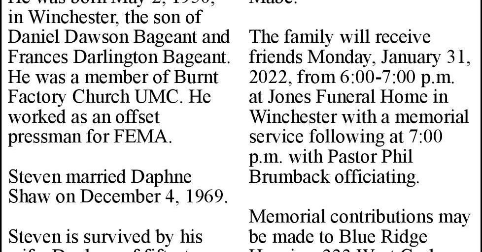 Steven Meredith Bageant | Obituaries | winchesterstar.com