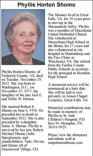 Phyllis Horton Shomo | Obituaries | winchesterstar.com