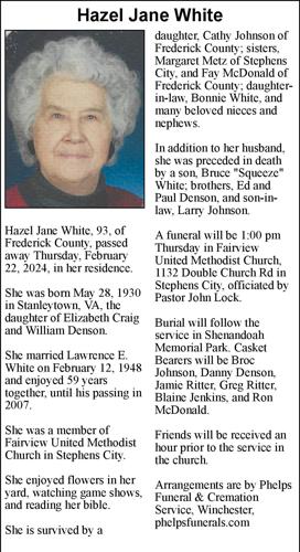 Hazel Jane White | Obituaries | winchesterstar.com