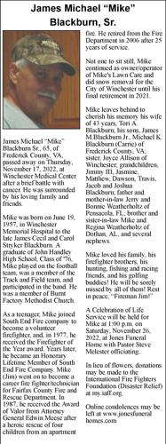 James Michael “Mike” Blackburn, Sr. | Obituaries | winchesterstar.com