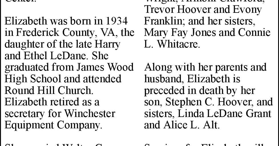 Elizabeth Dian LeDane Hoover | Obituaries | winchesterstar.com