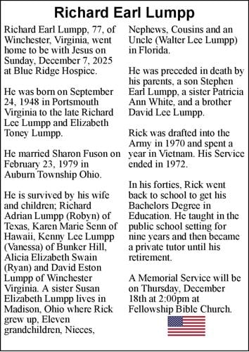 Richard Earl Lumpp | Obituaries | winchesterstar.com