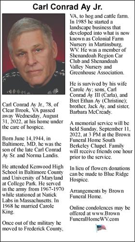 Carl Conrad Ay Jr. | Obituaries | winchesterstar.com