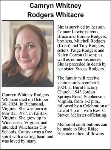 Camryn Whitney Rodgers Whitacre | Obituaries | winchesterstar.com