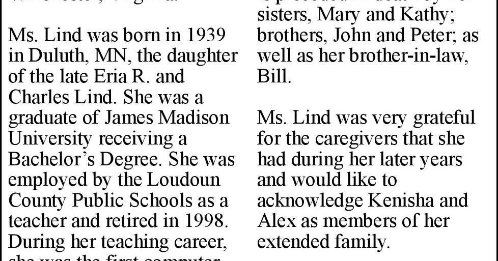 Marjorie Anne Lind | Obituaries | winchesterstar.com