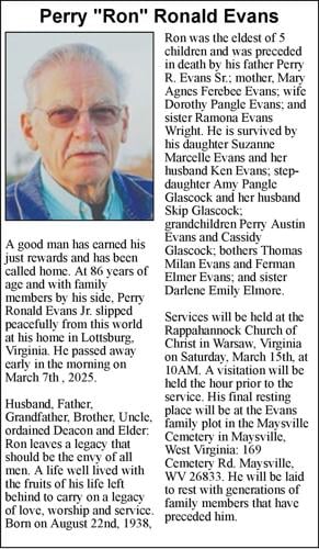 Perry "Ron" Ronald Evans | Obituaries | winchesterstar.com