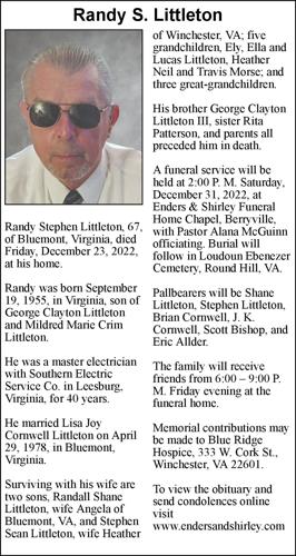 Randy S. Littleton | Obituaries | winchesterstar.com