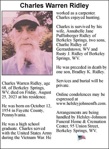 Charles Warren Ridley | Obituaries | winchesterstar.com
