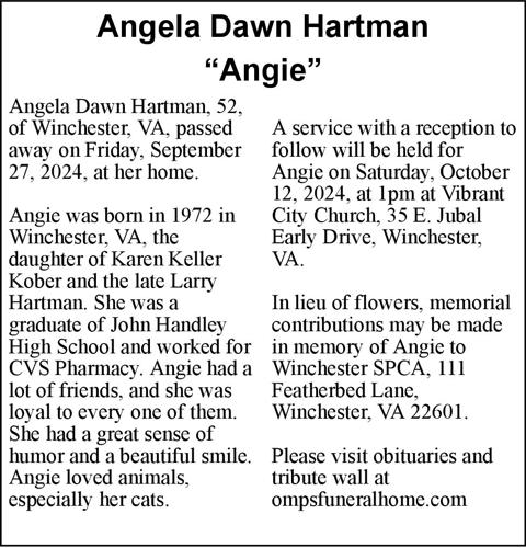 Angela Dawn Hartman “Angie” | Obituaries | winchesterstar.com