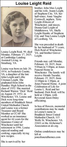 Louise Leight Reid | Obituaries | winchesterstar.com