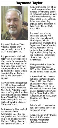 Raymond Taylor | Obituaries | winchesterstar.com