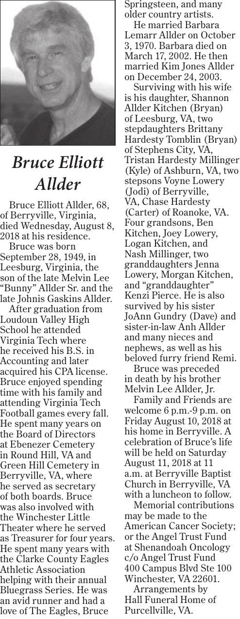 Bruce Elliott Allder | Obituaries | winchesterstar.com