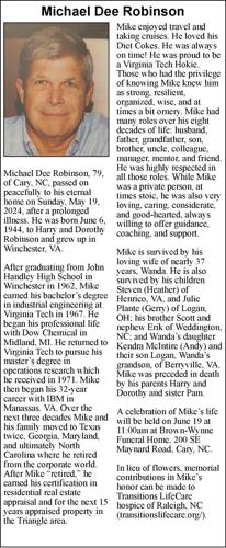 Michael Dee Robinson | Obituaries | winchesterstar.com