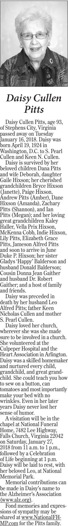 Daisy Cullen Pitts | Obituaries | winchesterstar.com