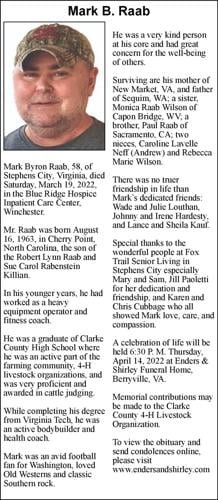 Mark B. Raab | Obituaries | winchesterstar.com