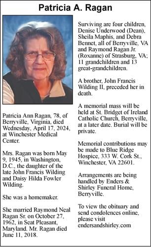 Patricia A. Ragan | Obituaries | winchesterstar.com